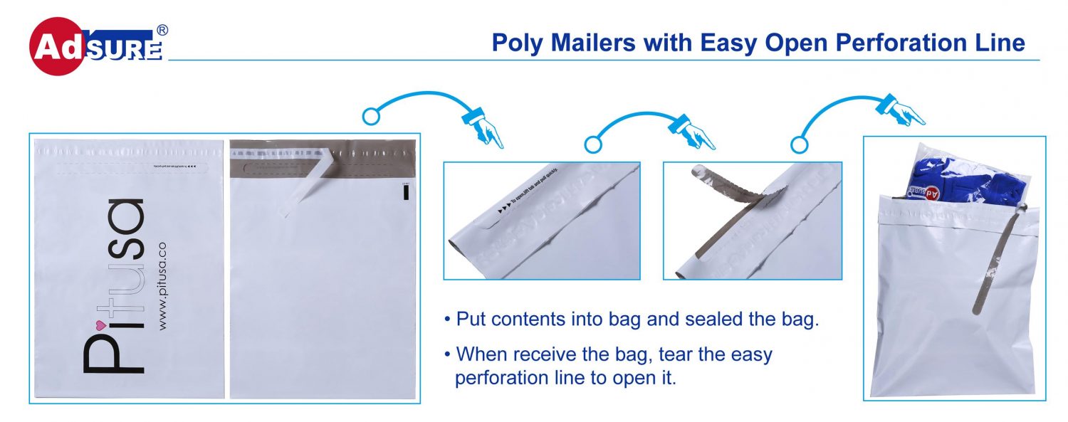 Custom Poly Mailers with Perforation Line - Adsure